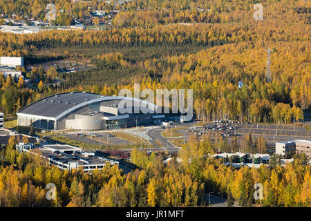 An aerial view of the Alaska Airlines Arena at Hec Edmundson Pavilion ...