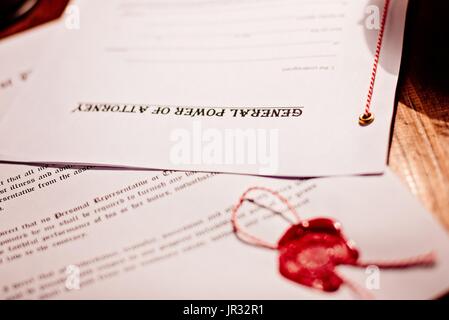 Notary stamp on the power of attorney. Confidential, request Stock ...