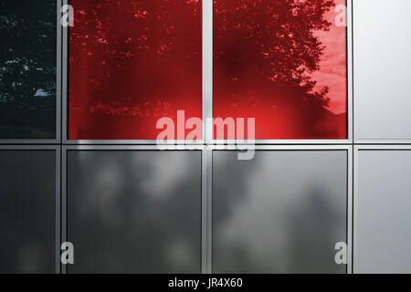 Grey and red steel cladding of exterior facade. Plymouth Creative ...