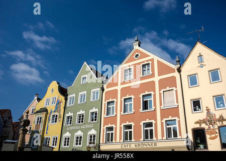 Germany, Upper Bavaria, Weilheim, Marienplatz, colourful, house facades ...