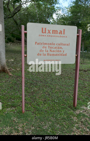 Uxmal sign entrance in Yucatan, Mexico Stock Photo - Alamy