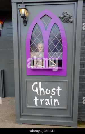 Ghost Train fairground ride in the evening, Goose Fair, Nottingham ...