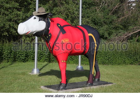 Moose in Royal Canadian Mounted Police uniform Whistler British Stock ...