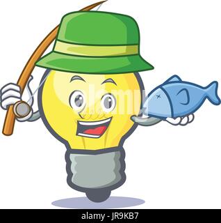 Fishing lamp yellow with cartoon character shape Stock Vector Image ...