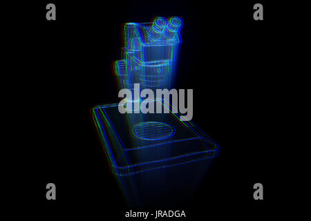Microscope in Hologram Wireframe Style. Nice 3D Rendering Stock Photo ...