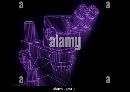 Microscope in Hologram Wireframe Style. Nice 3D Rendering Stock Photo ...