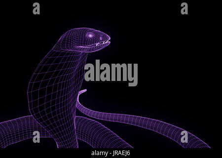 Snake in Hologram Wireframe Style. Nice 3D Rendering Stock Photo - Alamy