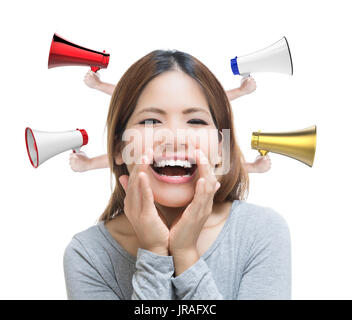 Young woman ecstatic amazing news on phone outside Stock Photo - Alamy