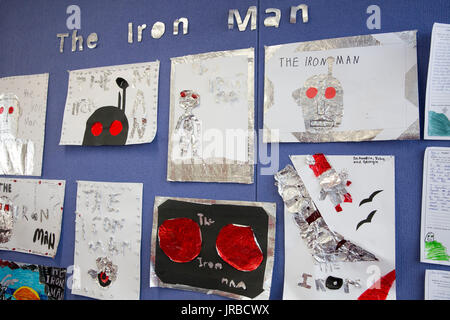 Interior of Australian primary school classroom with children studying ...