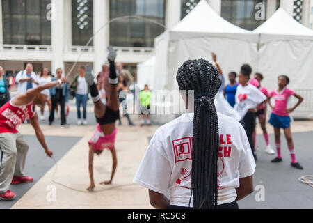 Double dutch teams practice in Lincoln Center in New York on Saturday ...