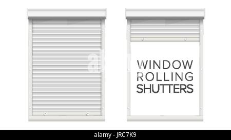 Realistic window roller blinds. White motorized shades. Vector ...