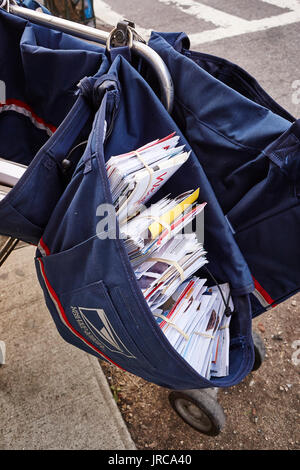 Mailman sorting mail in US Postal Service delivery truck - Washington ...