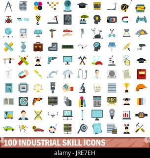 100 technology skill icons set, flat style Stock Vector Image & Art - Alamy