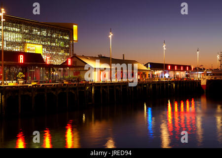 Wynyard Quarter bars and restaurants, Auckland waterfront, North Island ...