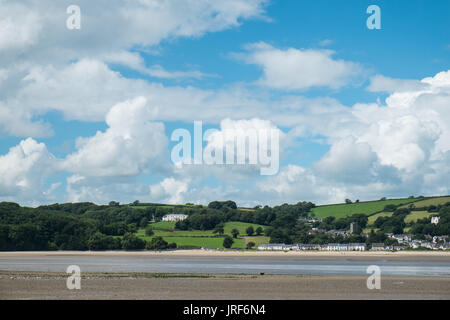 Wales Carmarthenshire Carmarthen Llanstephan view from seafront across ...