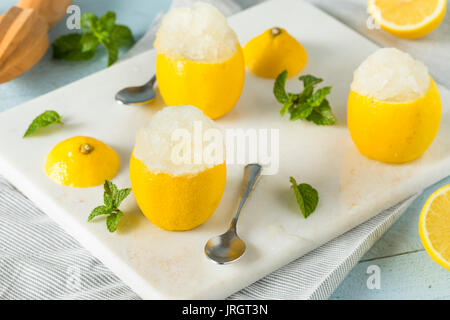 Homemade Yellow Lemon Italian Ice in a Lemons Stock Photo - Alamy