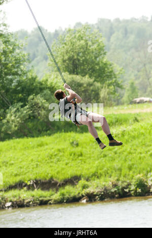 Extreme ropejumping scene Stock Photo - Alamy