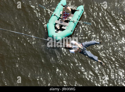 Extreme ropejumping scene Stock Photo - Alamy