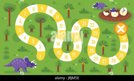 Dinosaur board game template illustration Stock Vector Image & Art - Alamy