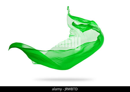 Smooth elegant green transparent cloth separated on white background ...