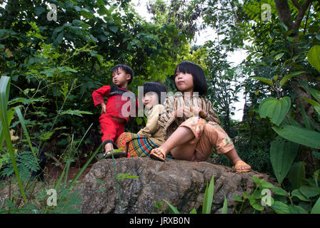 Hmong Village Children in Ban Na Ouane, Laos Stock Photo - Alamy
