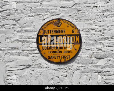 An old round AA (Automobile Association) sign for Kersey in Suffolk ...