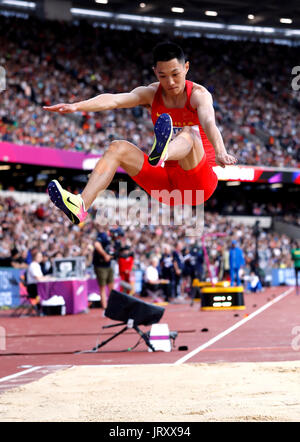 Wang Jianan in the long jump at the Doha 2019 World Athletics ...