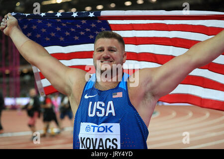 USA's Joe Kovacs celebrates finishing second in the men's shot put ...