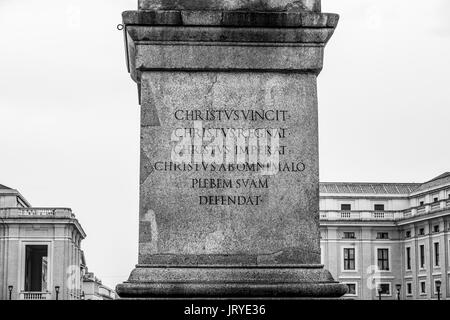 Inscription of the obelisk at Vatican City on St Peters Square Stock ...