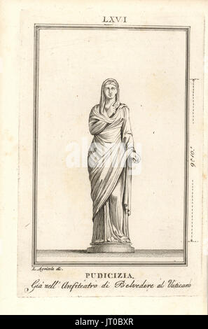 Statue of Pudicitia, goddess of modesty, in veiled robes. In the ...