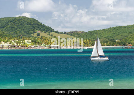 Sailboat sailing on Baie du Marin, Martinique, Caribbean, and Club Med ...