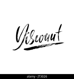 Discount handwritten lettering. Grunge dry brush template. Typography ...