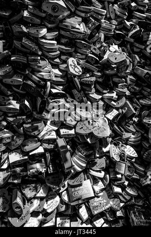 Thousands of locks attachted to the wall of Juliets house in Verona as ...