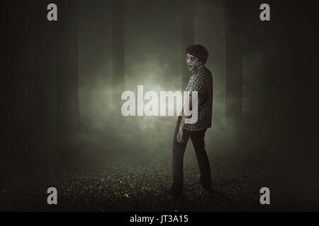 Creepy asian zombie man looking back Stock Photo - Alamy