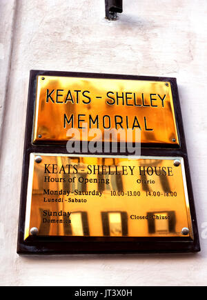 Keats Shelley (Keats-Shelley) Memorial House where British poet John ...