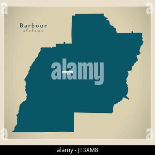 Barbour county map of Alabama USA black inverted illustration Stock ...