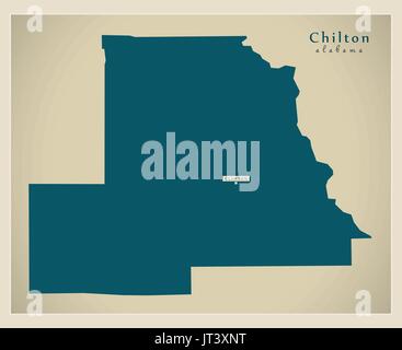 Chilton county map of Alabama USA with American national flag ...