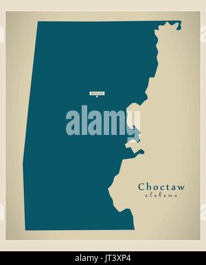 Choctaw county map of Alabama USA grey illustration silhouette Stock ...
