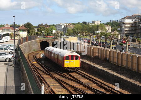 AN ISLAND LINE EX LONDON UNDERGROUND TRAIN ON THE ISLE OF WIGHT Stock ...