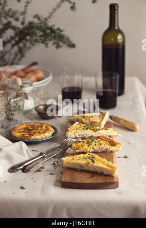 Quiche Lorraine, traditional with ingredients Stock Photo - Alamy
