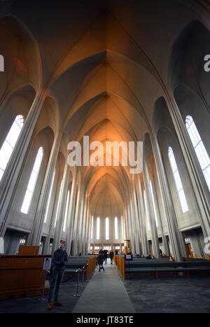 Interior of Hallgrimskirkja Church, Reykjavik, Iceland Stock Photo ...