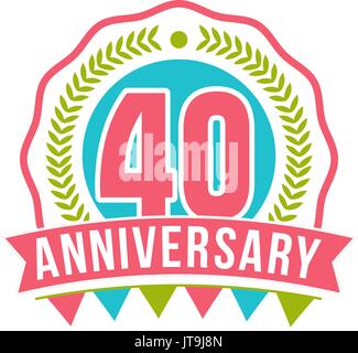 Forty 40 Years Anniversary Label Sign for your Date. Vector Illu Stock ...