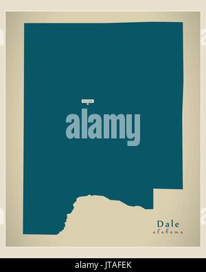 Dale county map of Alabama USA grey illustration silhouette Stock ...