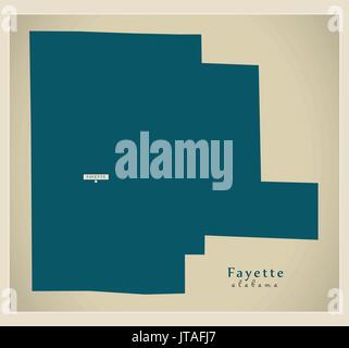 Fayette county map of Alabama USA grey illustration silhouette Stock ...