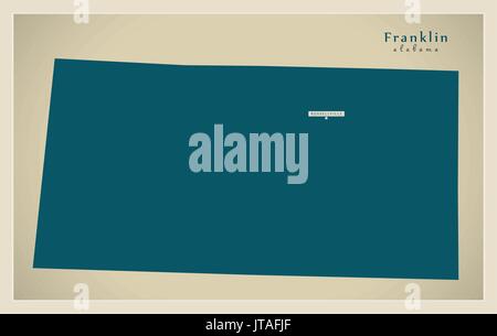 Franklin county map of Alabama USA black inverted illustration Stock ...