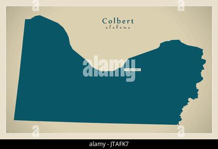 Colbert county map of Alabama USA black inverted illustration Stock ...