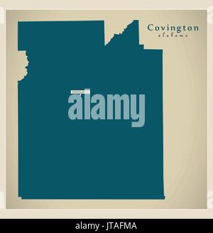 Covington county map of Alabama USA black inverted illustration Stock ...