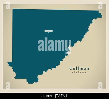 Cullman county map of Alabama USA grey illustration silhouette Stock ...