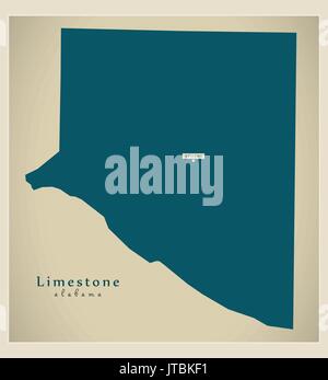 Limestone county map of Alabama USA with American national flag ...