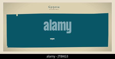 Geneva county map of Alabama USA black inverted illustration Stock ...